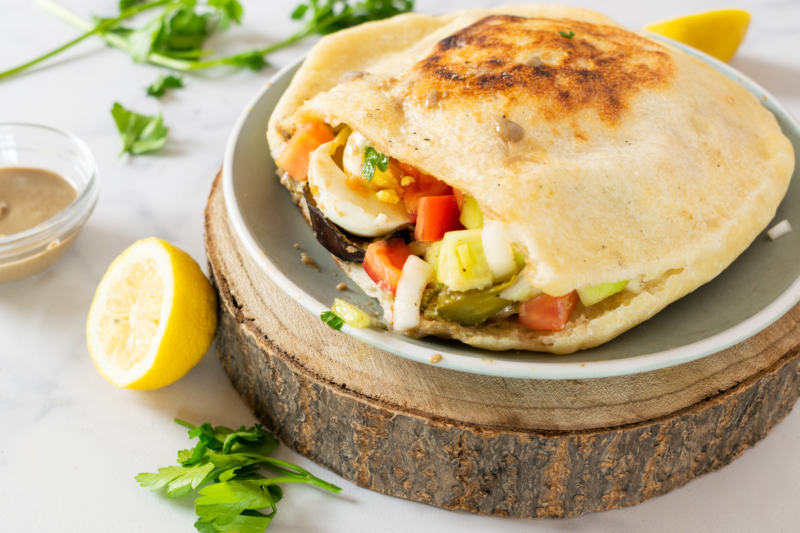 Sabich: Roasted Eggplant Sandwich with Hummus Recipe
