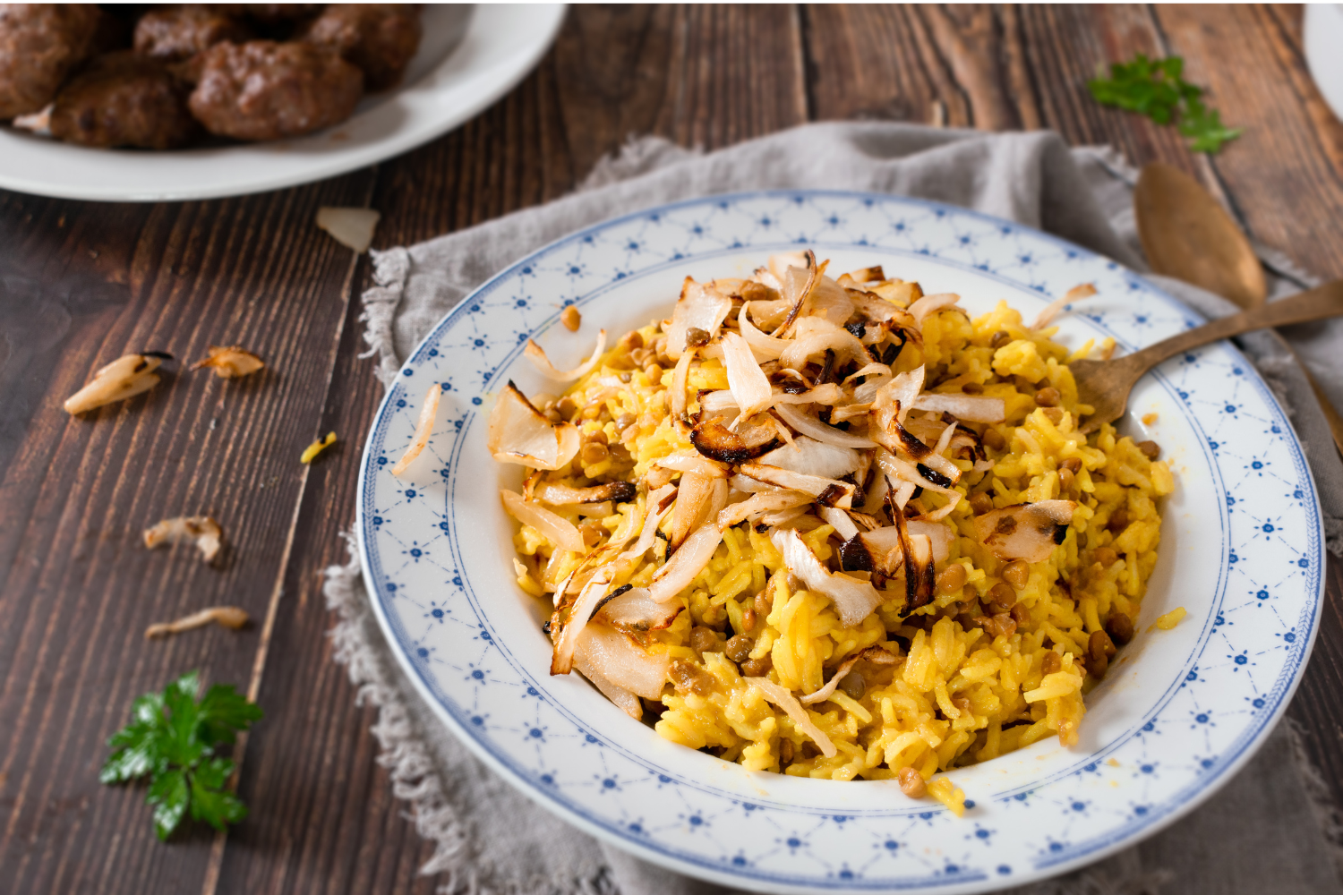 Mujadara (Lentils and Rice With Caramelized Onions) - Mediterranean Living