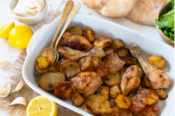 Lebanese Lemon Chicken and Potatoes (Djej w Batata) - Mediterranean Living